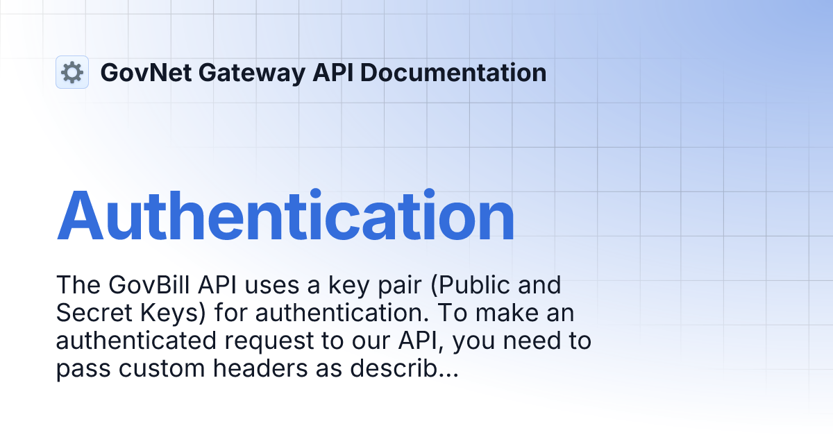 Authentication | GovNet Gateway API Documentation