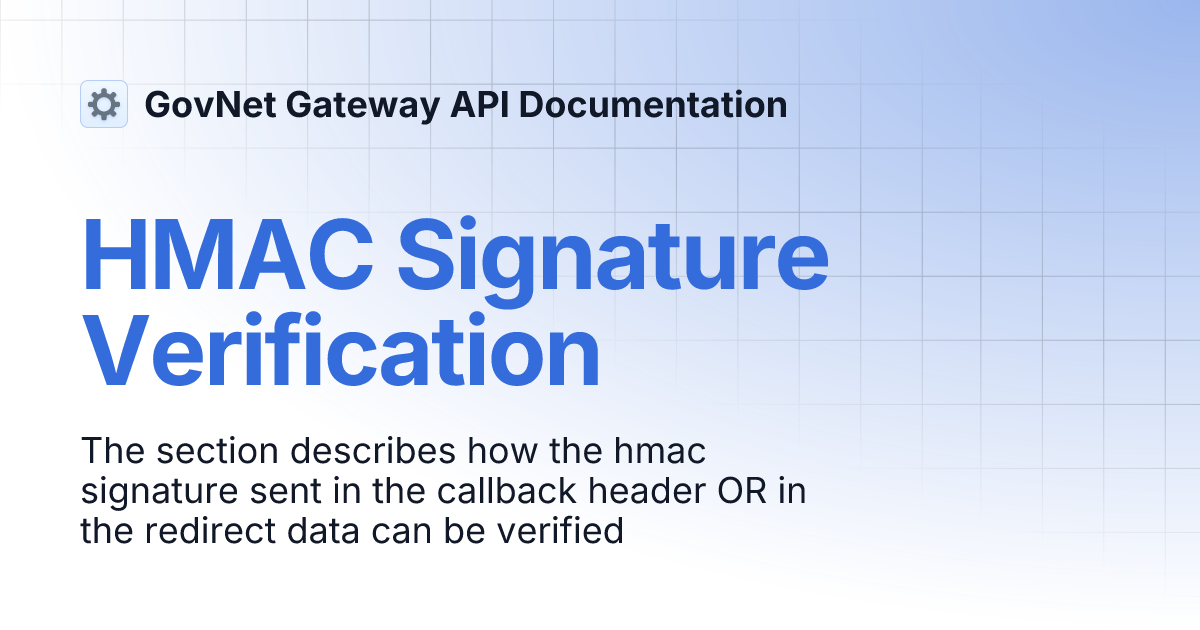 Hmac Signature Verification Govnet Gateway Api Documentation