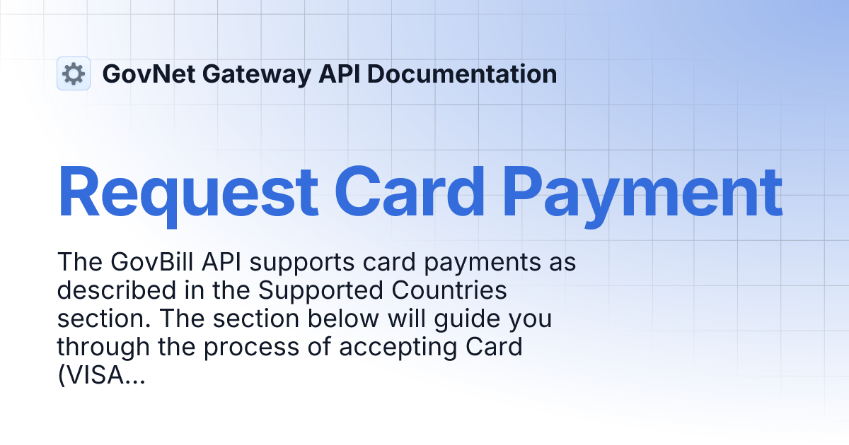 Request Card Payment | GovNet Gateway API Documentation