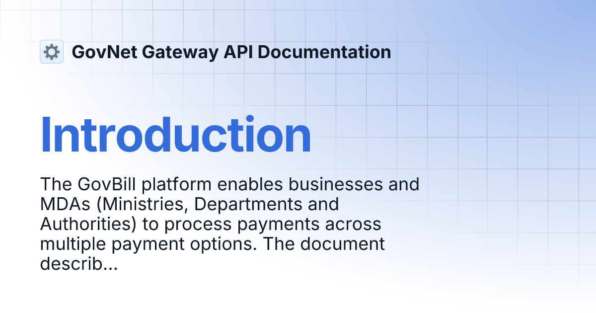 Introduction | GovNet Gateway API Documentation